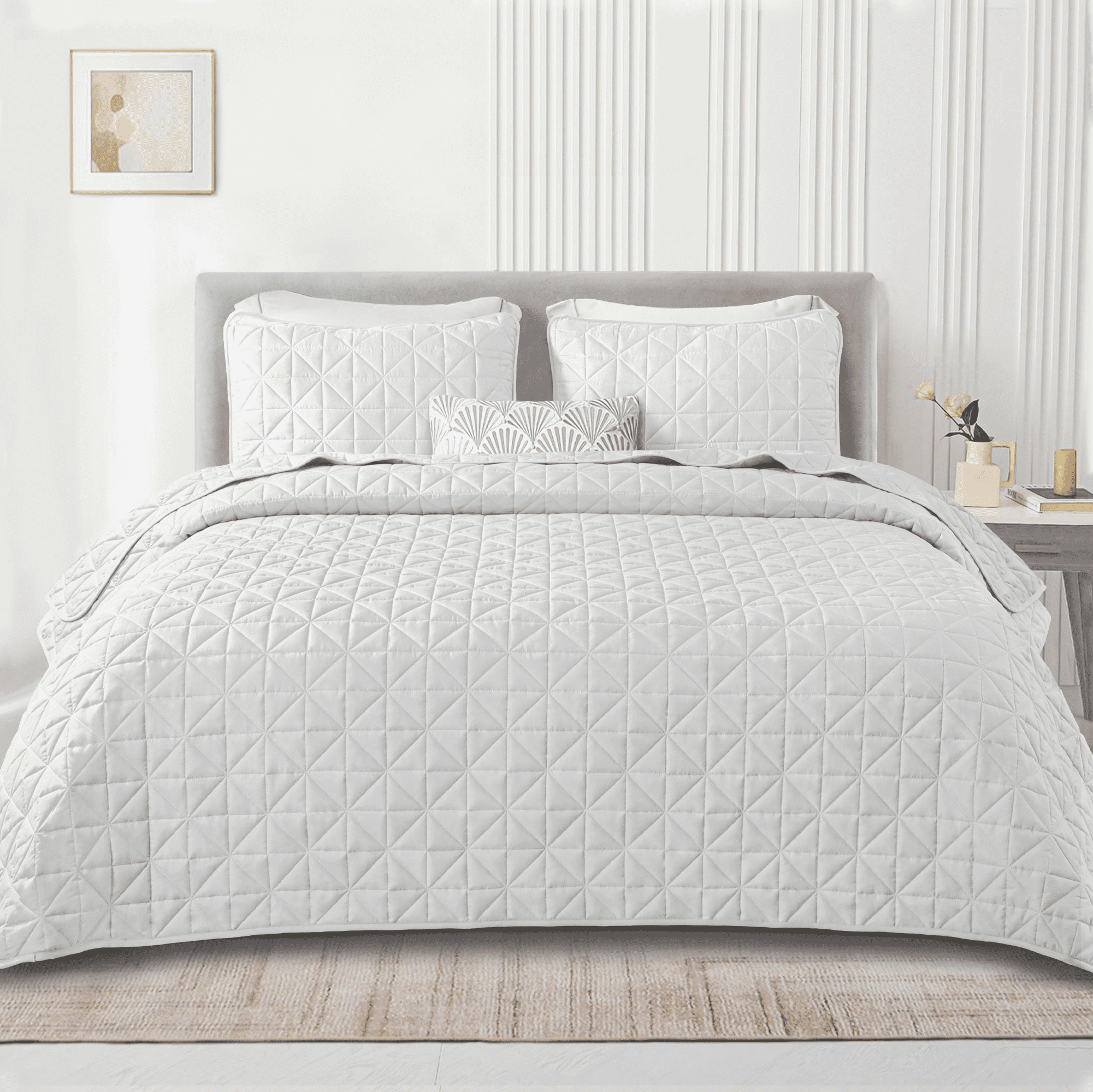 Exclusivo Mezcla Queen Quilt Bedding Set, Lightweight Soft White Queen ...
