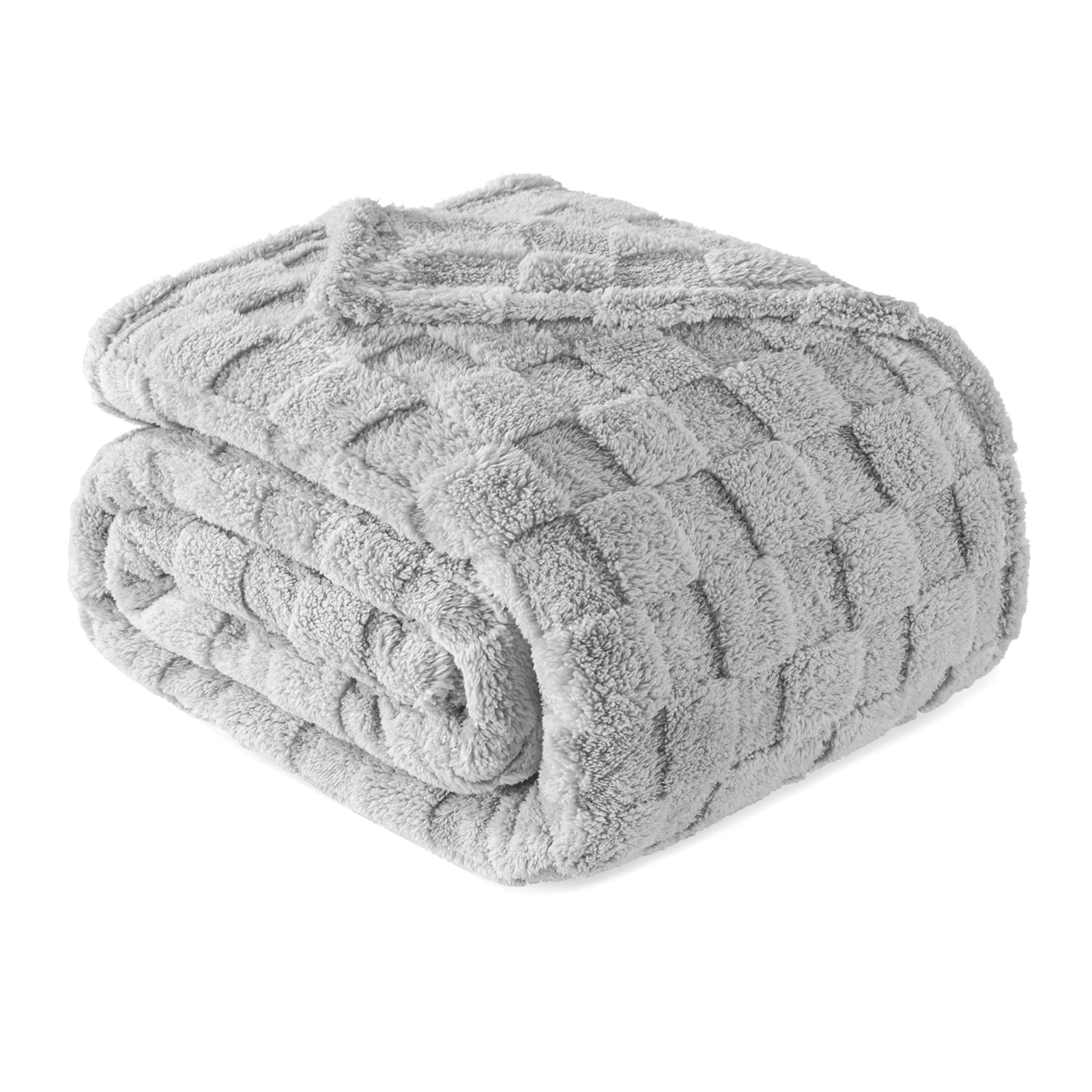 Exclusivo Mezcla Queen Size Flannel Fleece Blanket, Super Soft 3D Checkered Jacquard Bed Blanket ...