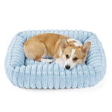 Exclusivo Mezcla Ribbed Plush Cuddler Dog Bed, 24"×20" Calming Pet Bed ...