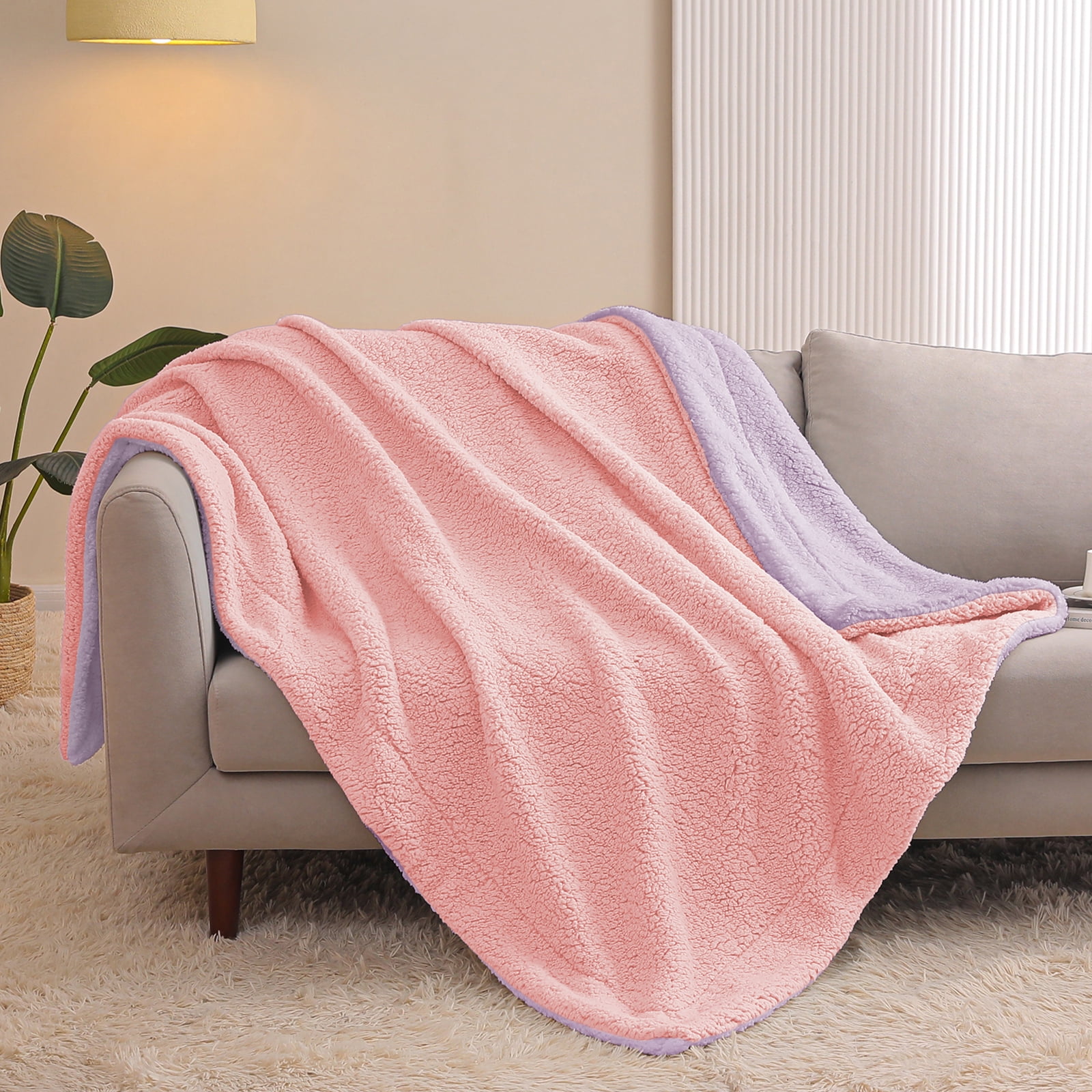 Exclusivo Mezcla Reversible Sherpa Fleece Throw Blanket for Couch, Soft ...