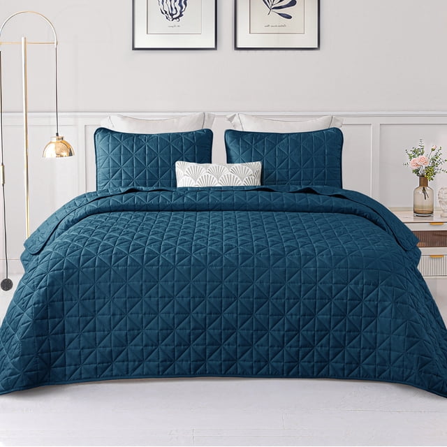 Exclusivo Mezcla Twin Quilt Set, Lightweight, Royal Blue, Geometric ...