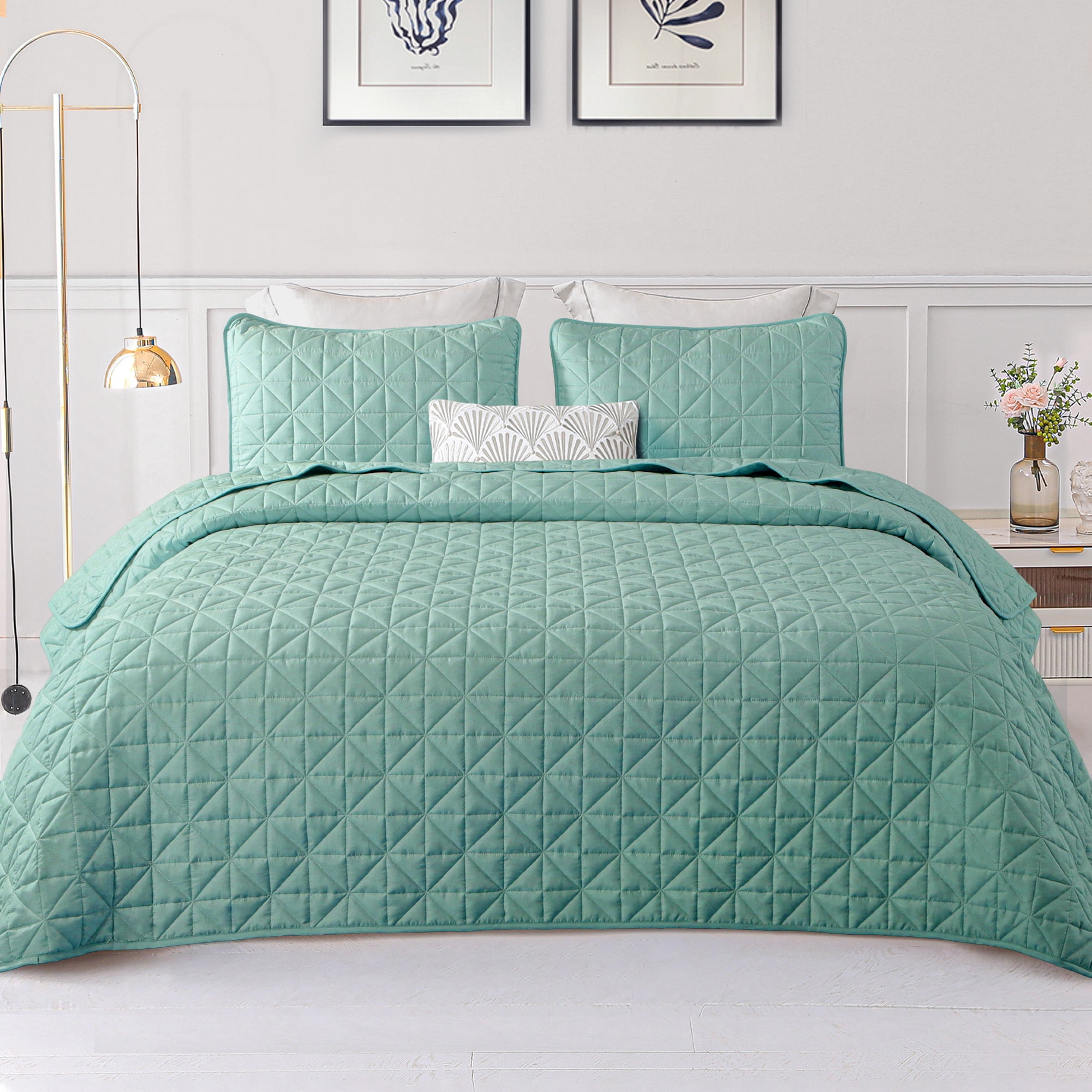 Exclusivo Mezcla Reversible Twin Quilt Bedding Set, Lightweight Solid ...