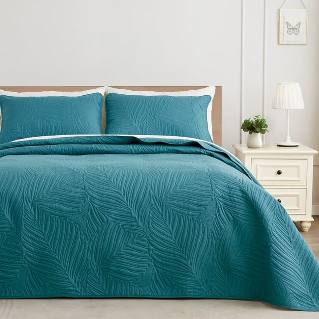 Exclusivo Mezcla Ultrasonic California King Size Quilt Set Teal, 3 ...