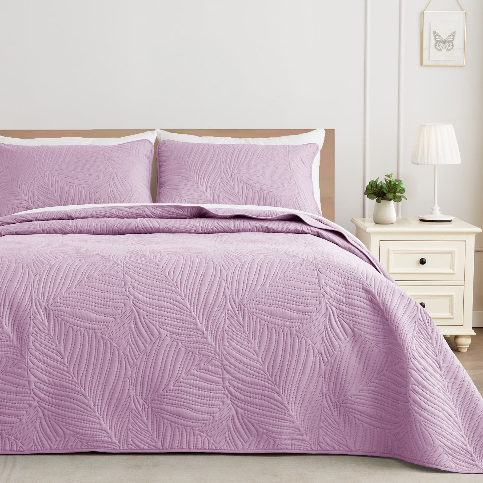 Exclusivo Mezcla Ultrasonic Full Queen Size Quilt Set Lilac, 3 Pieces ...