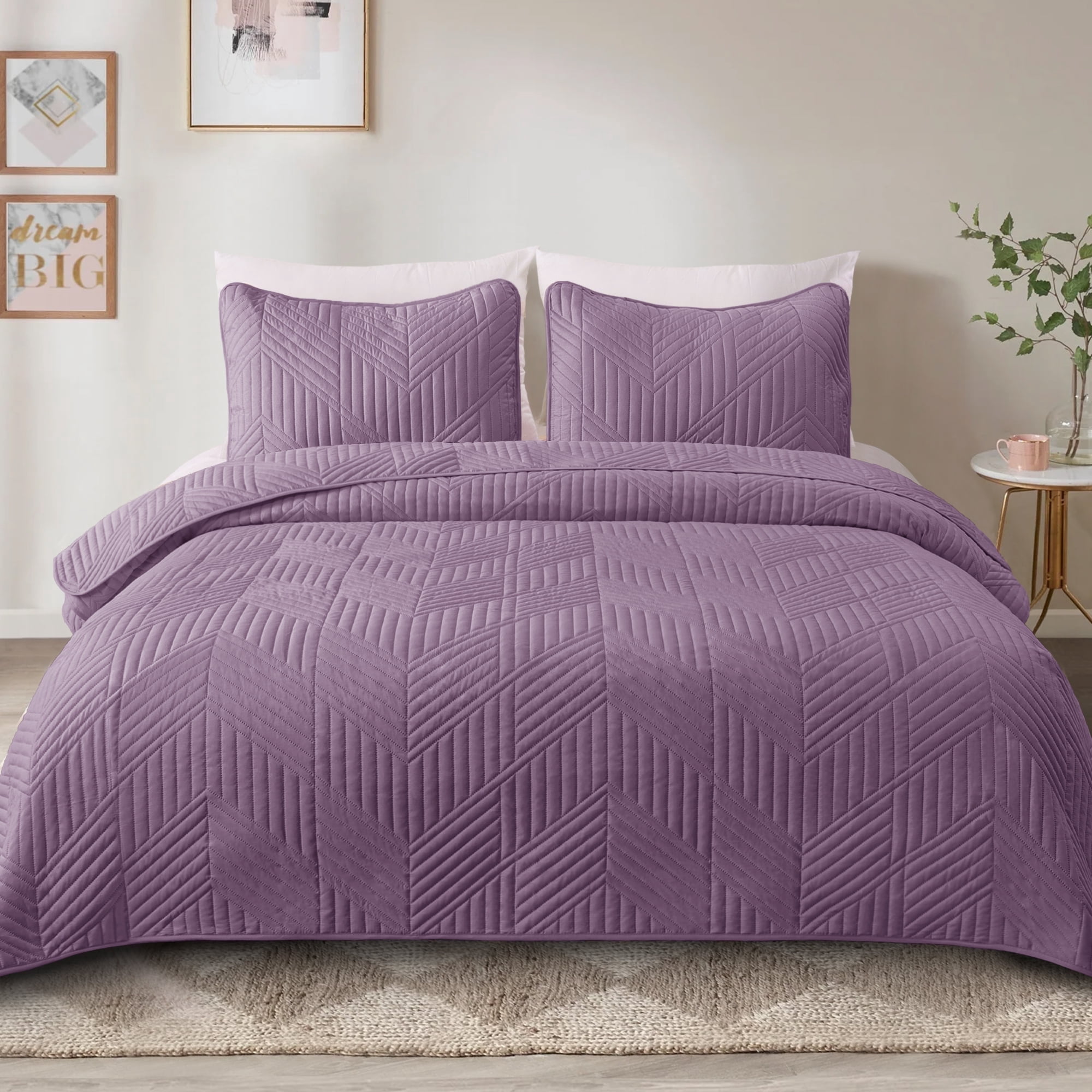 Exclusivo Mezcla Ultrasonic King Quilt Bedding Set, Lightweight Dusty ...