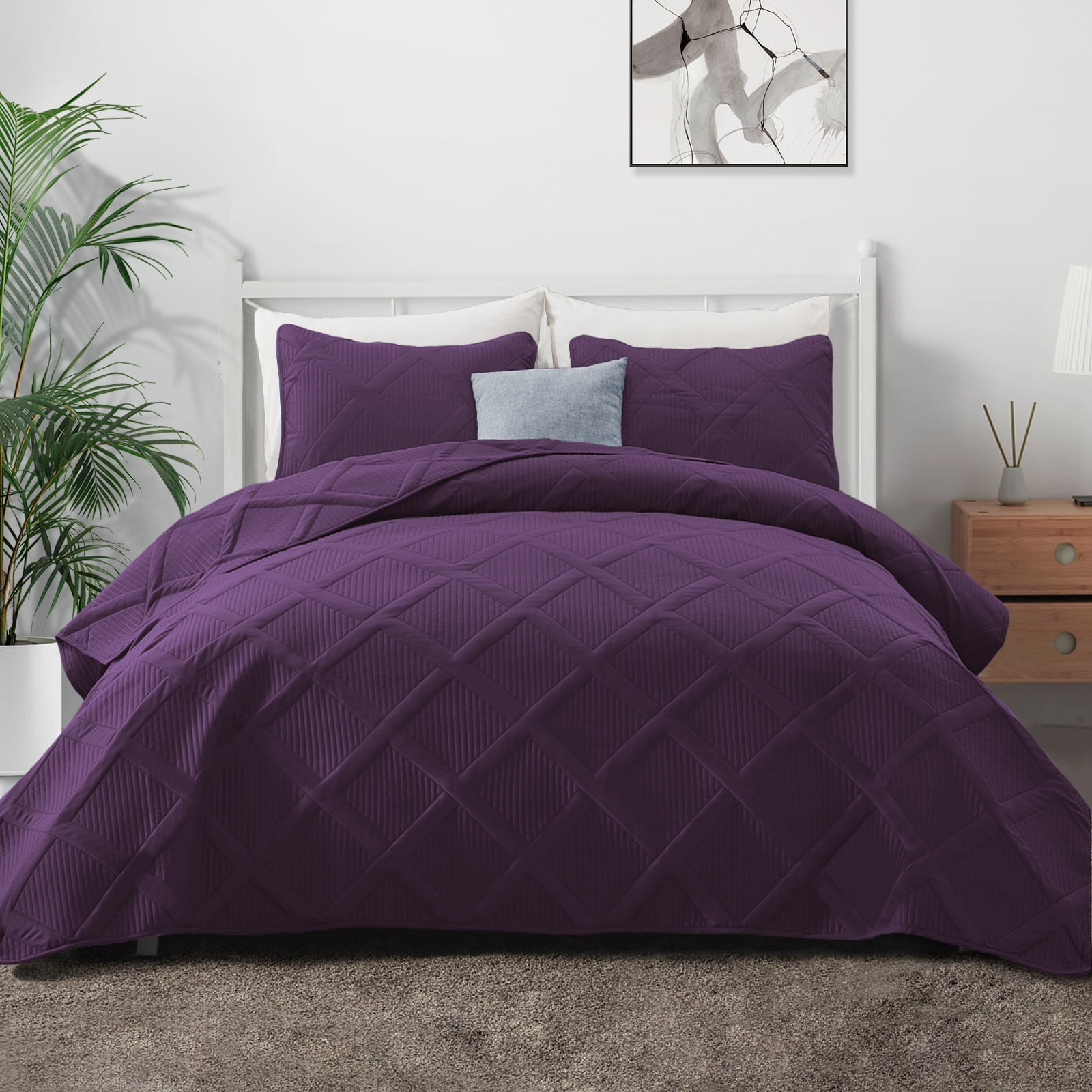 Exclusivo Mezcla Ultrasonic King Quilt Set, 3-Piece Lightweight ...