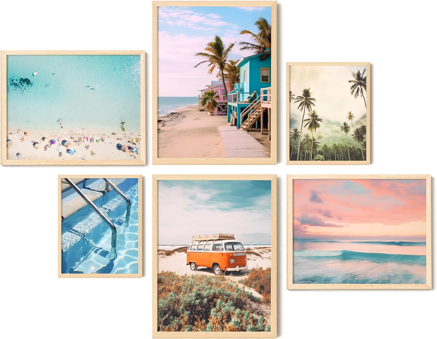 Excool Club Coastal Beach Wall Art, 12x16 Retro Beach Poster for Teen ...