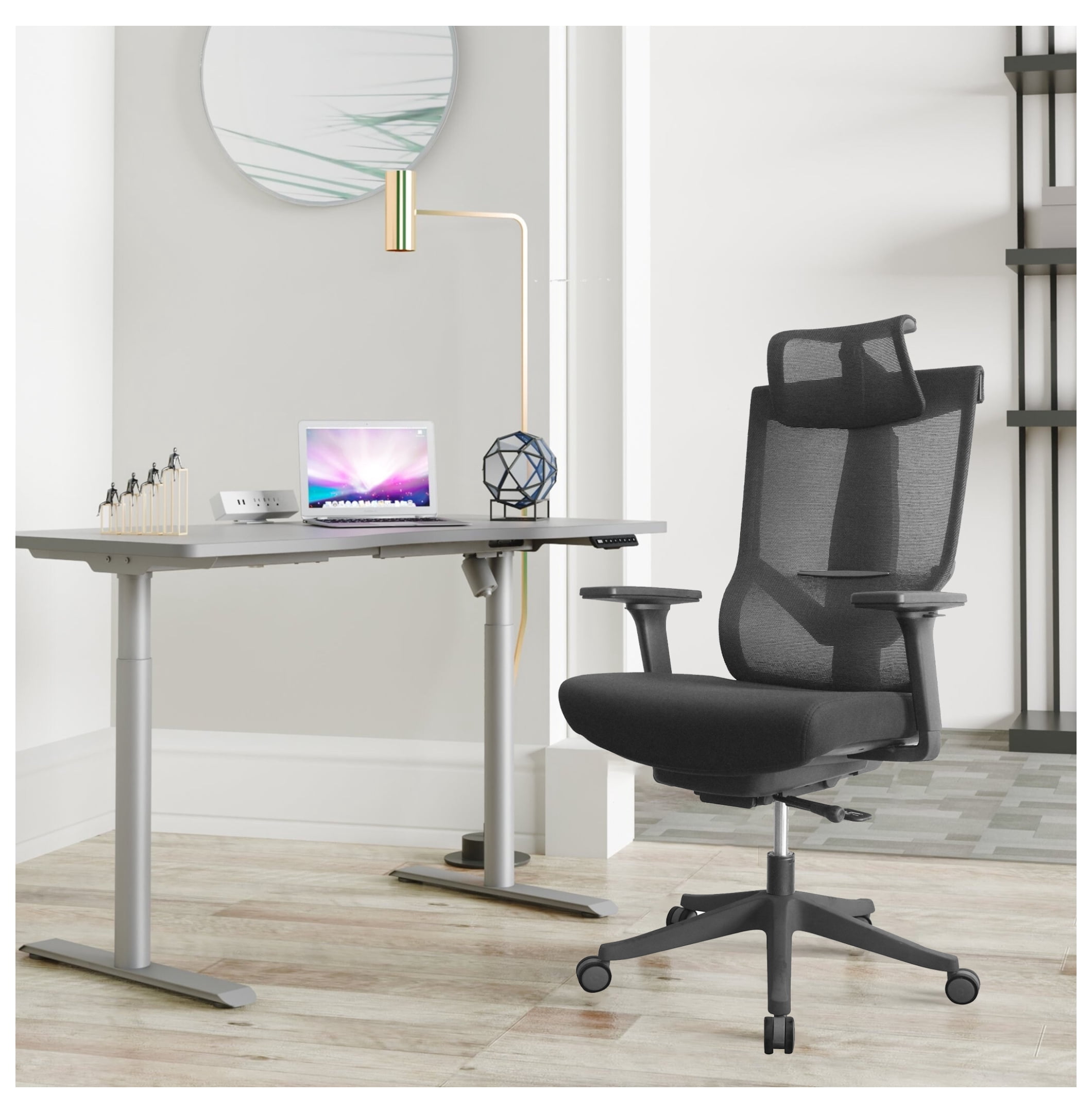 Excustive office chair with headrest and 2D armrest, chase back function with 7 gears adjustment ...