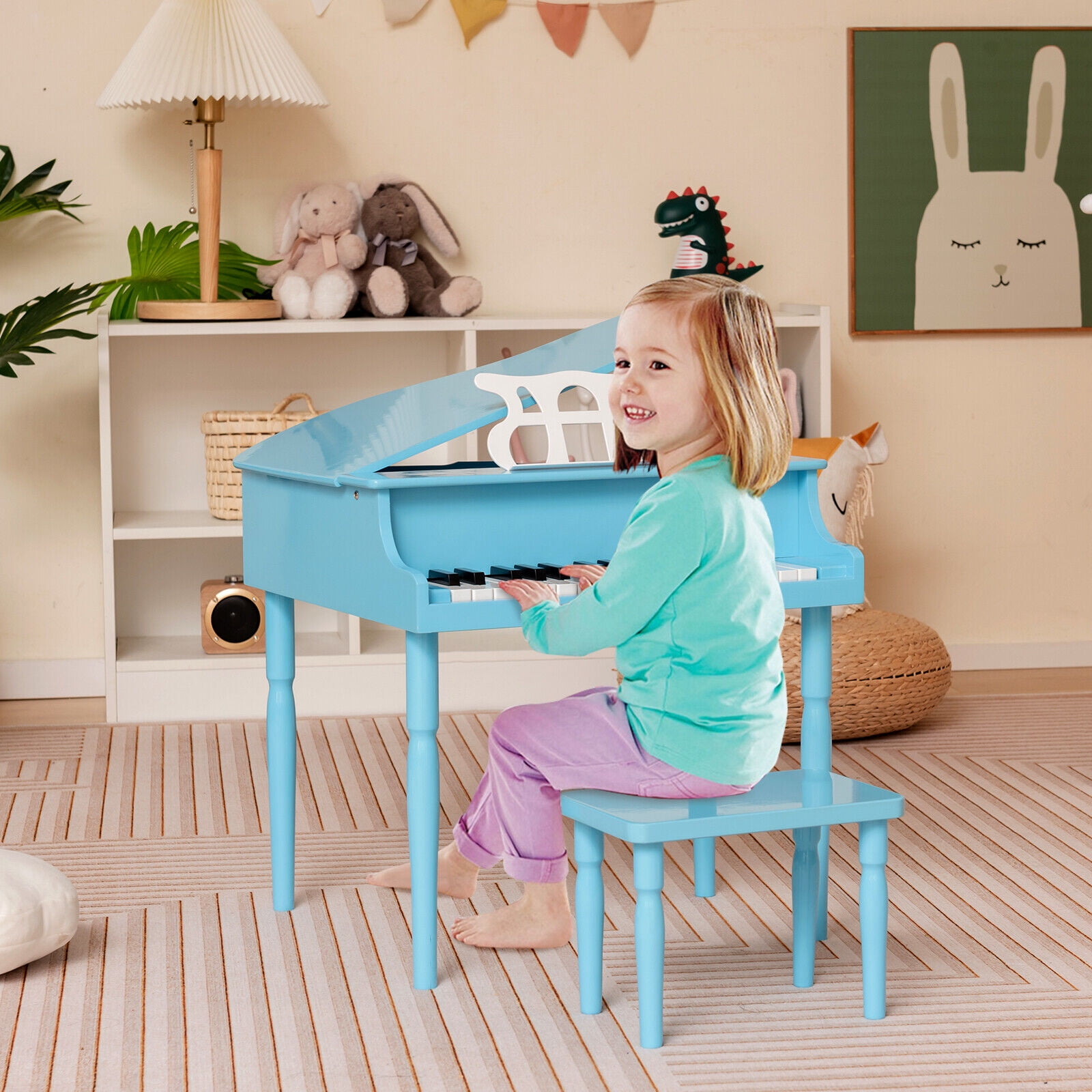 Exdeerjoy 30-Key Classic Baby Grand Piano Toddler Toy Wood w/ Bench ...