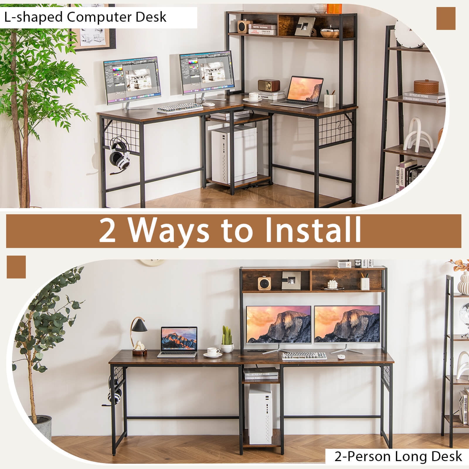 Exdeerjoy L-shaped Desk with Power Outlet Large Corner Desk Converts to ... Exdeerjoy L-shaped Desk with Power Outlet Large Corner Desk Converts to ...