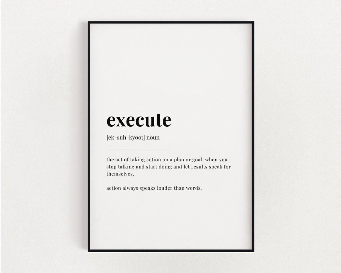 Execute Definition Meaning, Wall Art, Execute Print, Print, Home Decor ...