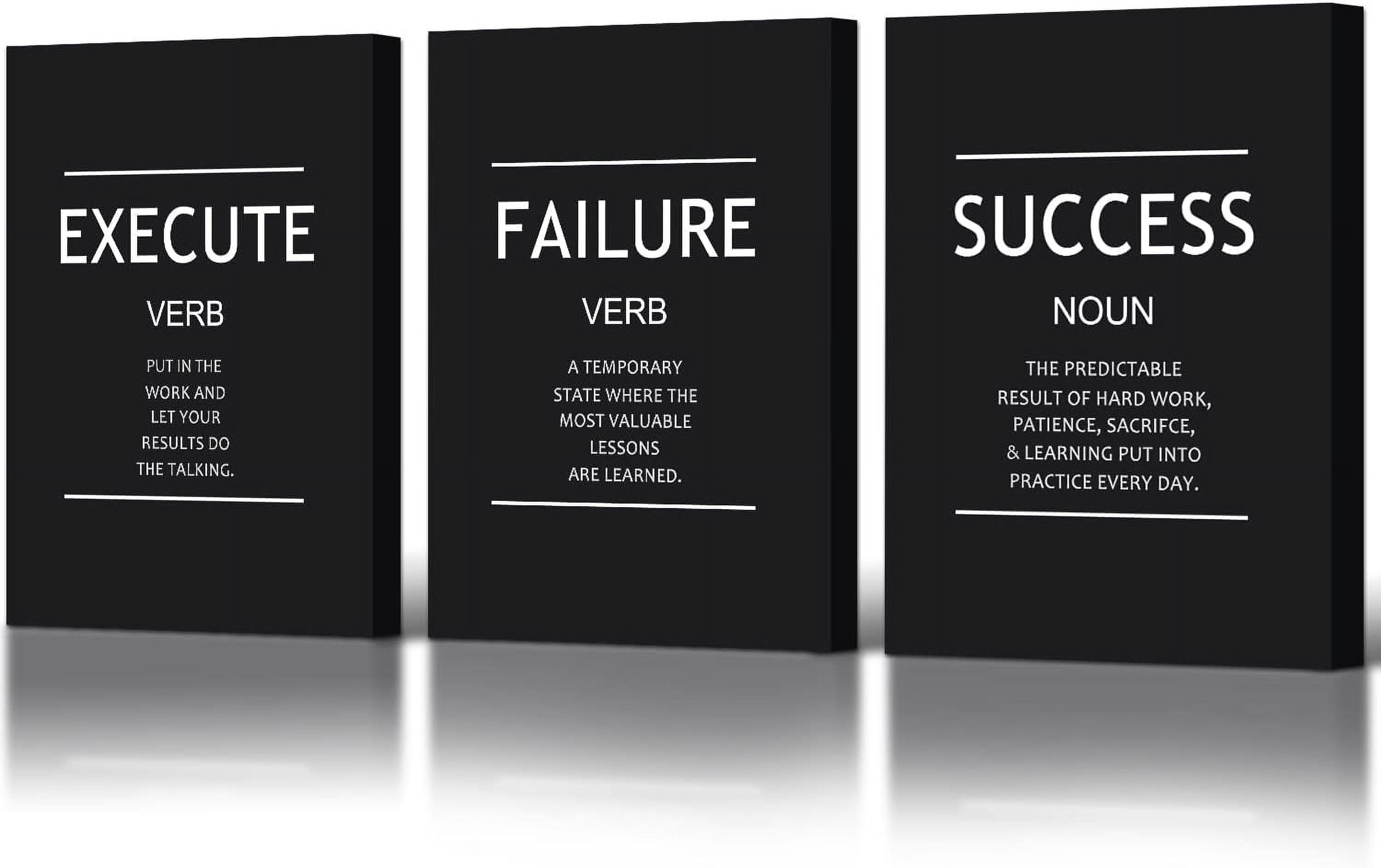 Execute Failure Success Definition Wall Art 3 Pieces Black Poster ...