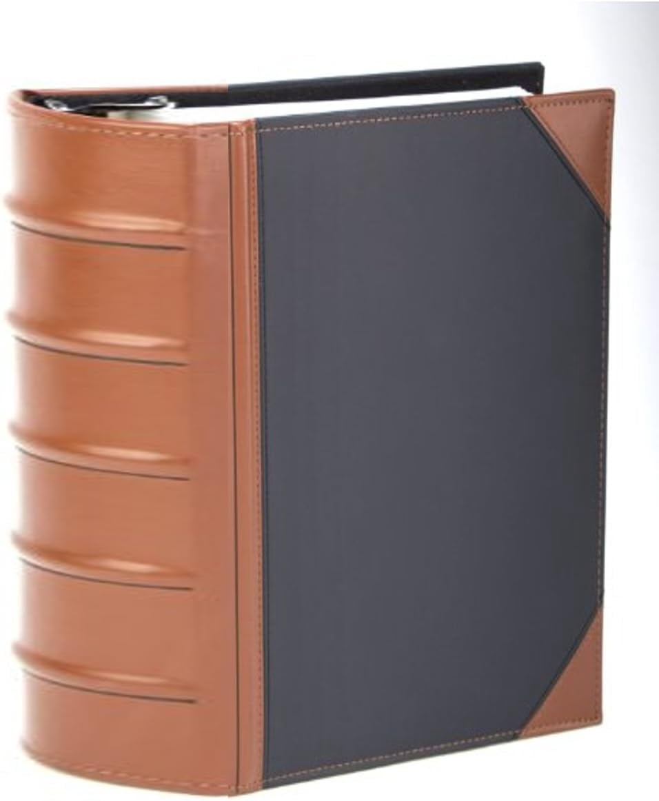 Executive Binder, English Leather 2 Tone with Stitching and Ribbed ...