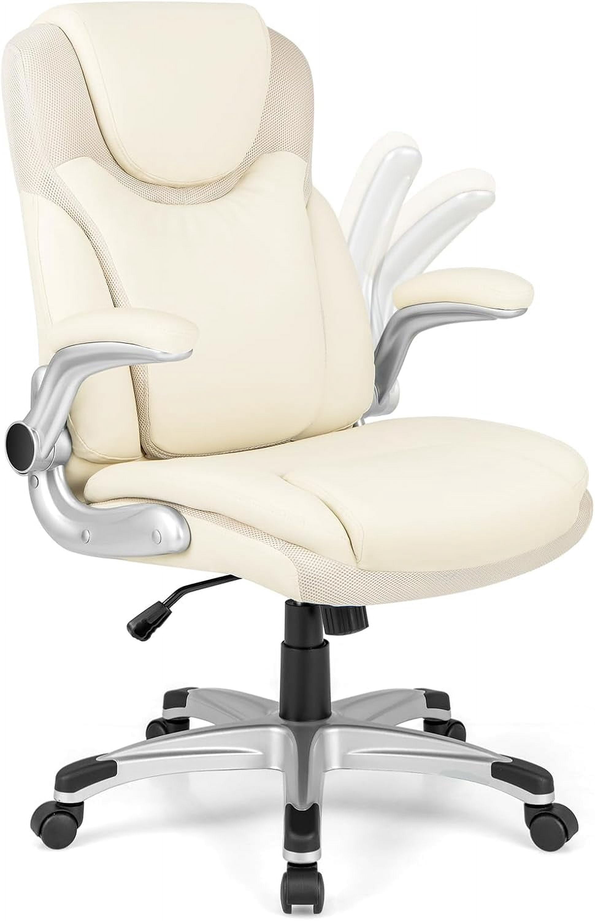 Executive Chair PU Leather Ergonomic Chair with Flip-up Armrests and ...