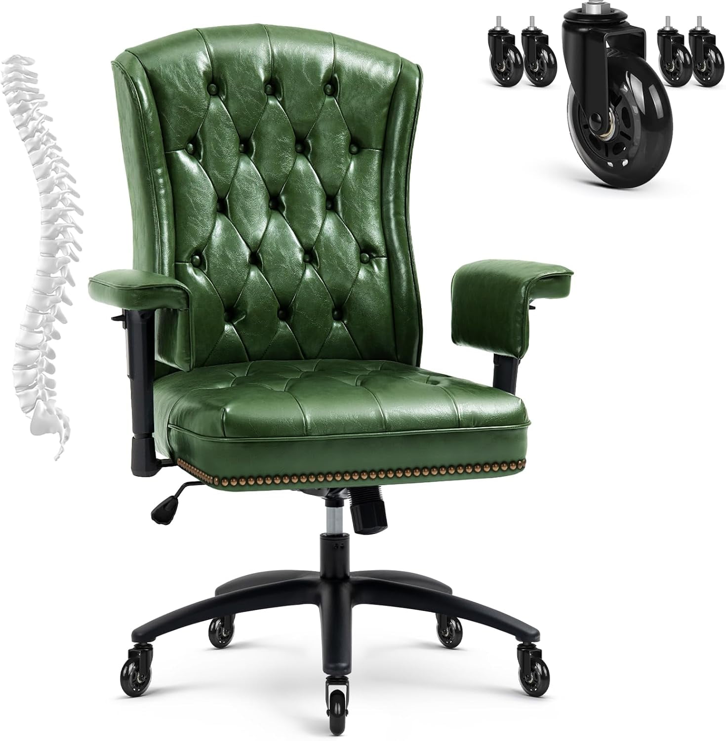Executive Chair Vintage Leather Office Chair Ergonomic Chairs with ...