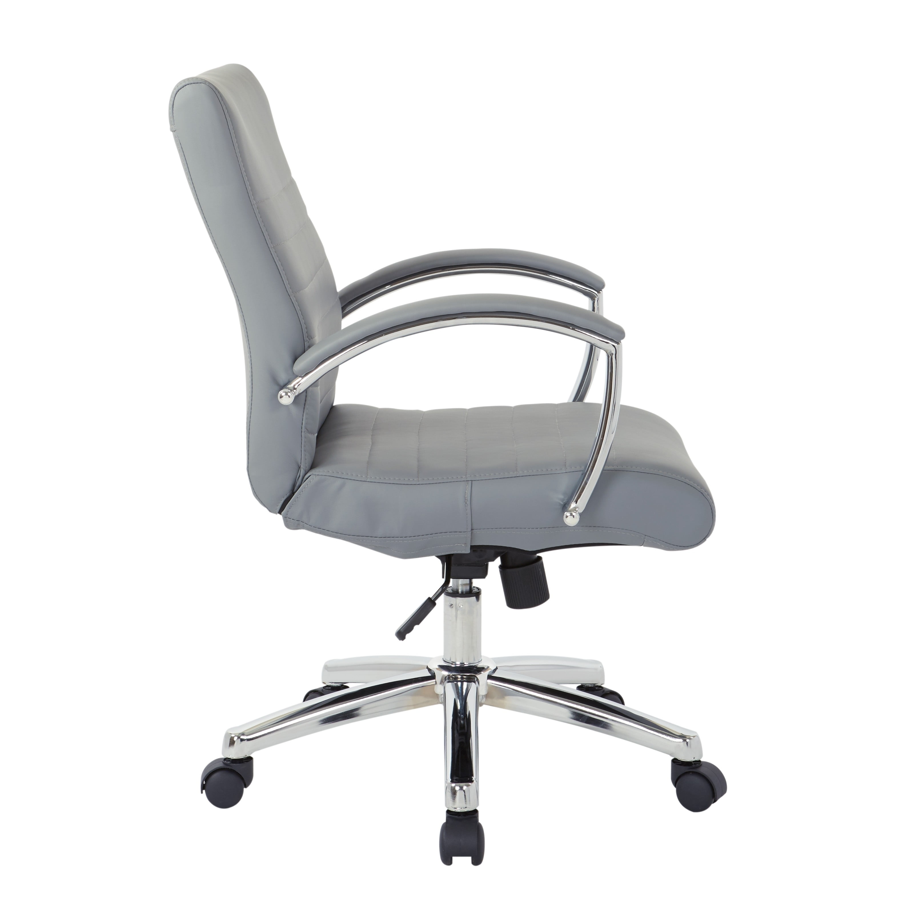 Executive Low Back Chair in Charcoal Faux Leather with Chrome Arms and ...