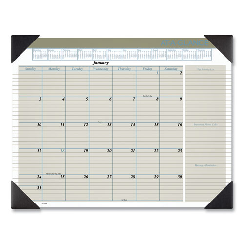 Executive Monthly Desk Pad Calendar, 22 x 17, White Sheets, Black ...