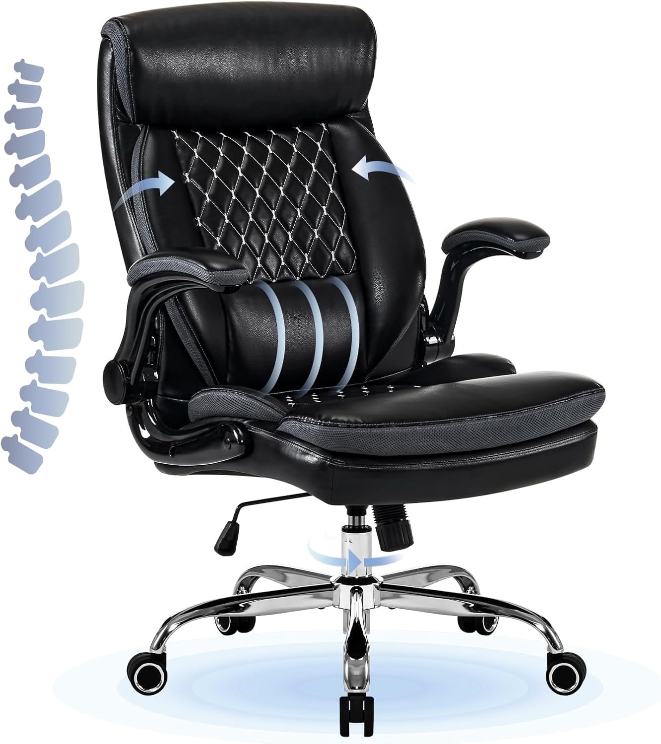 Executive Office Chair, Big and Tall Leather Desk Chair with High Back ...
