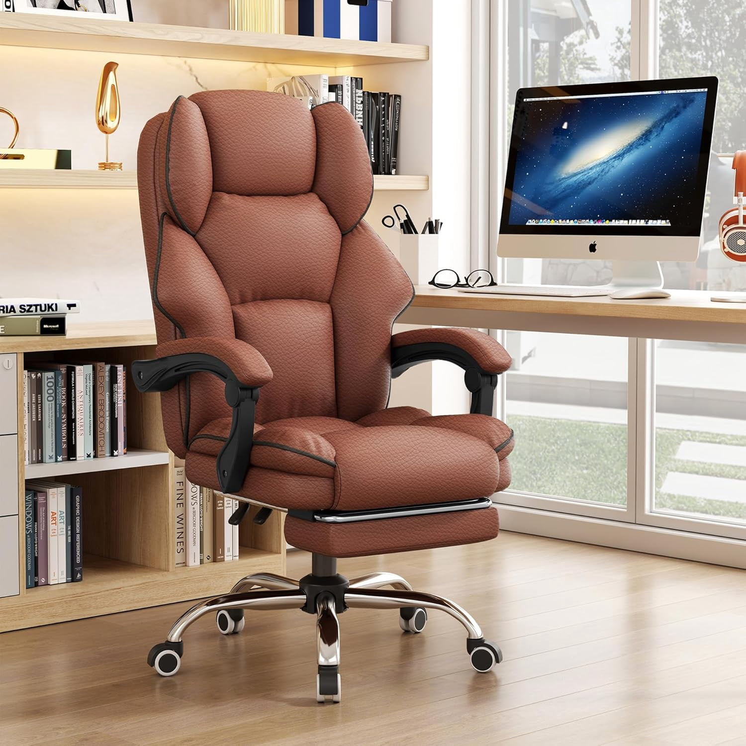Executive Office Chair High Back Computer Gaming Chairs Leather Desk ...