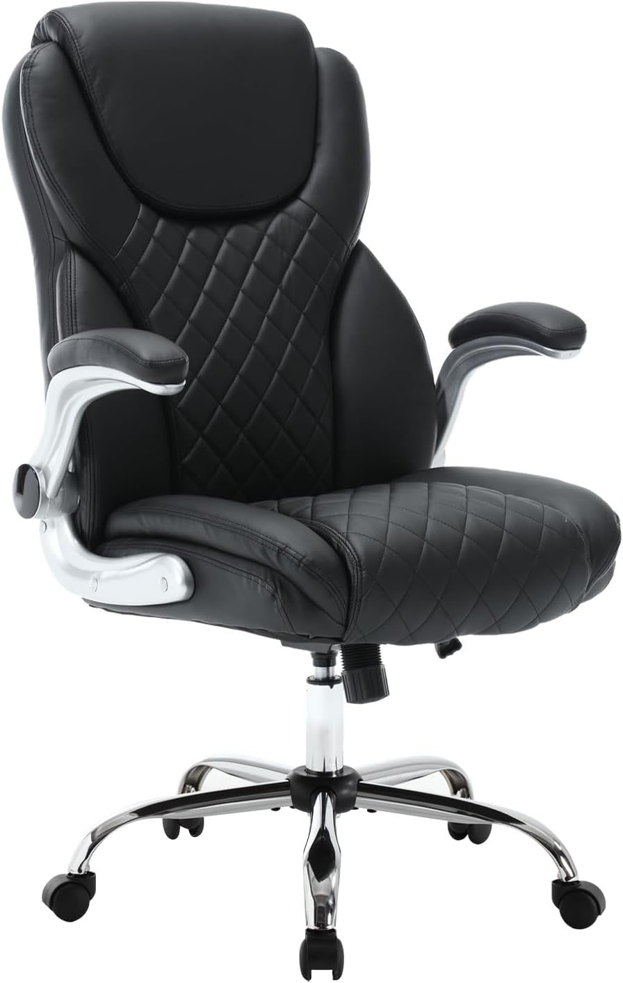 Executive Office Chair, High Back Faux Leather Ergonomic Office Desk ...