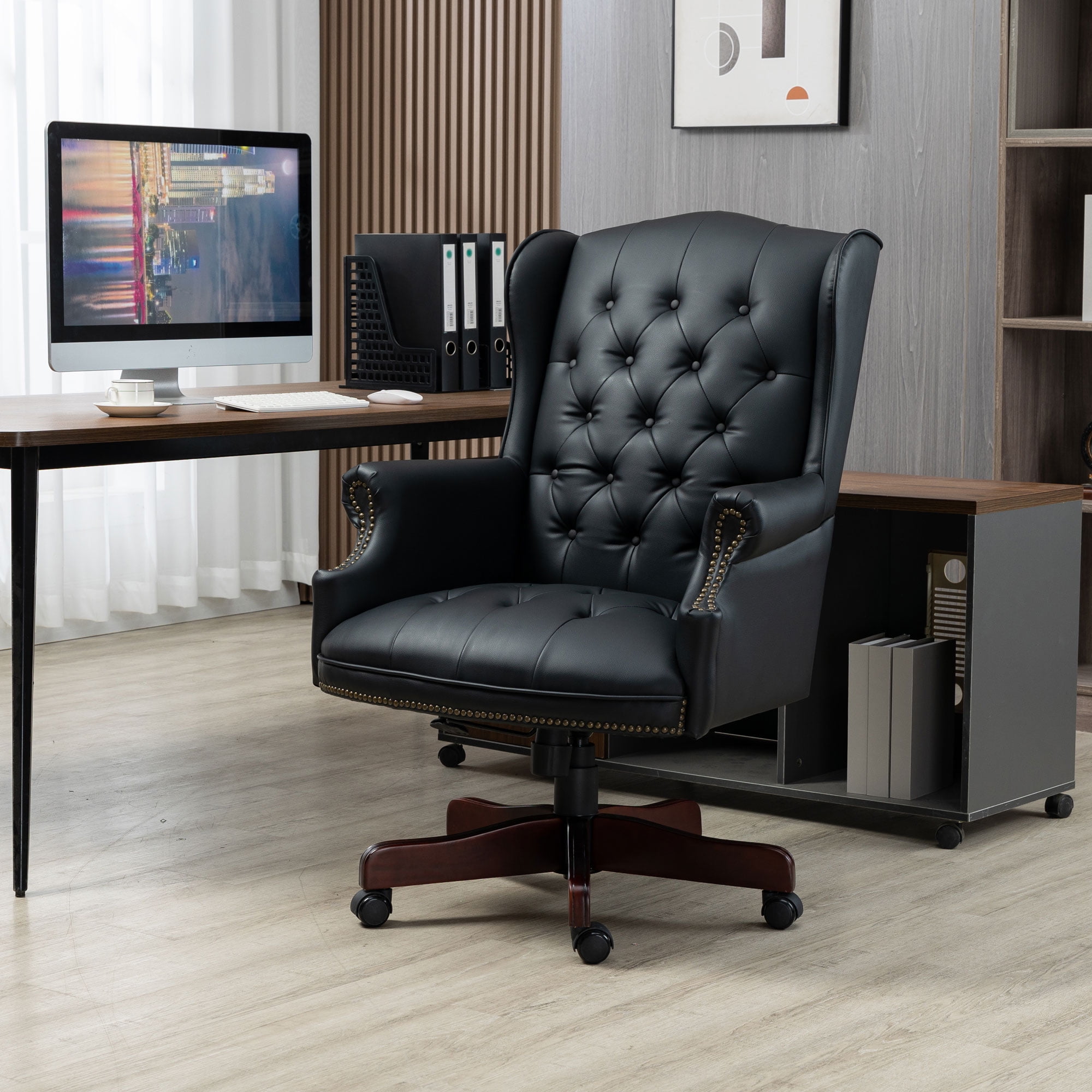 Executive Office Chair, High Back Reclining Desk Chair, PU Leather ...