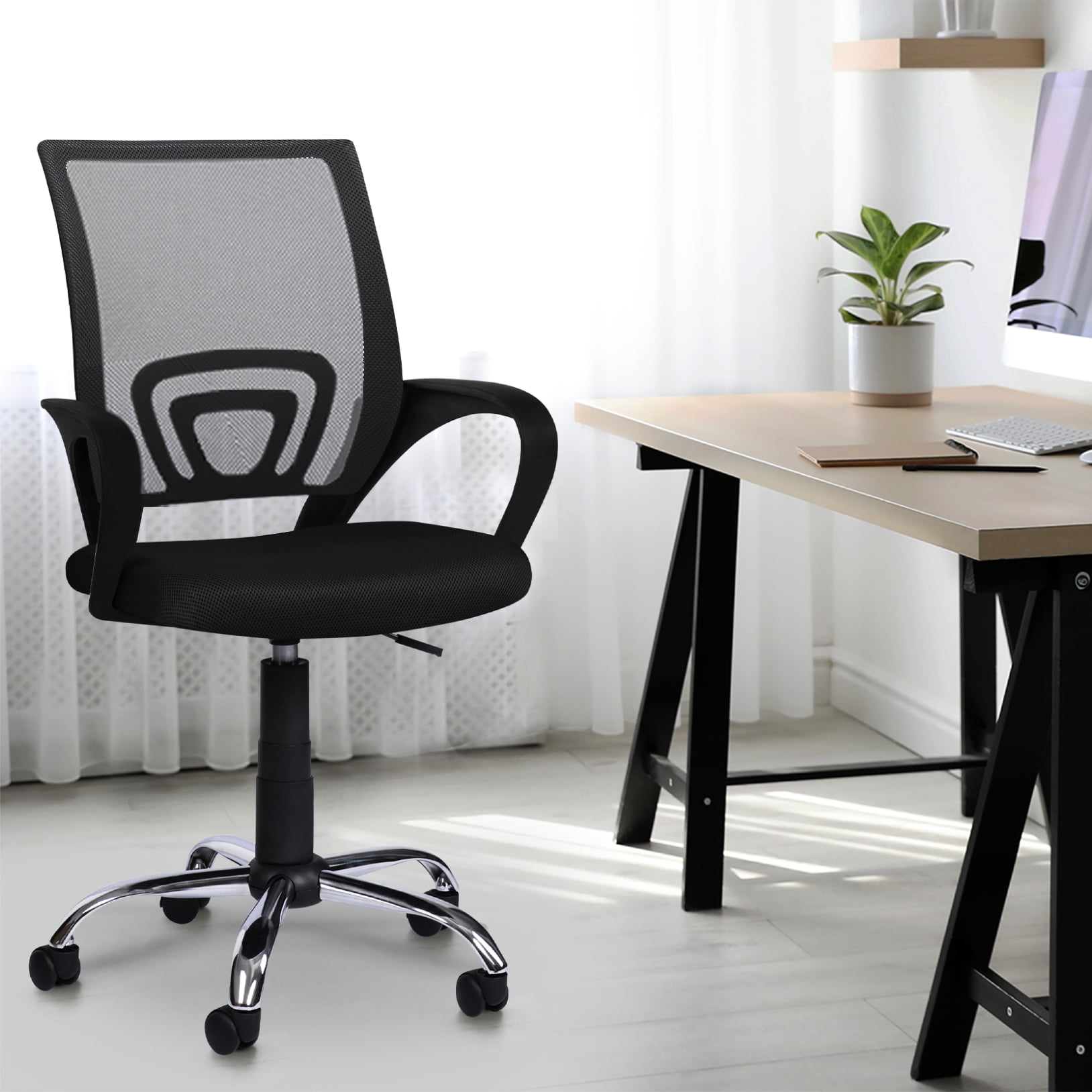 Ivana Black Mesh Office Chair – Adjustable Ergonomic Swivel Desk Chair ...