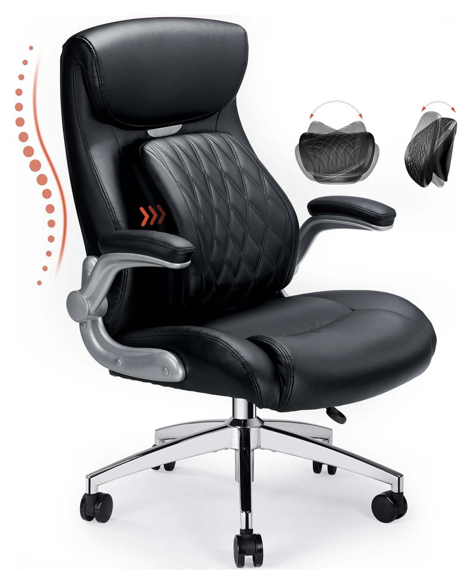 Executive Office Chair, Posture PU Leather Office Chair with Dynamic ...