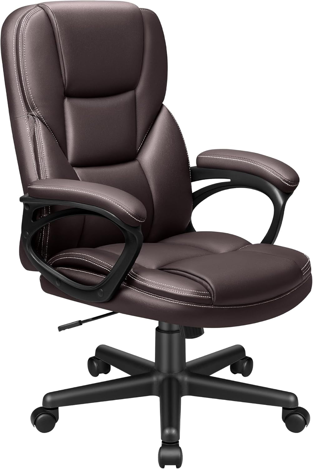 Executive Office Chair Swivel Task Seat with Ergonomic Mid-Back, Waist Support, PU Leather ...