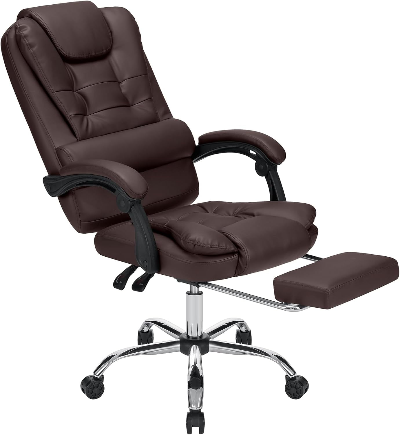 Executive Office Chair with Footrest Soft Leather Reclining Computer ...