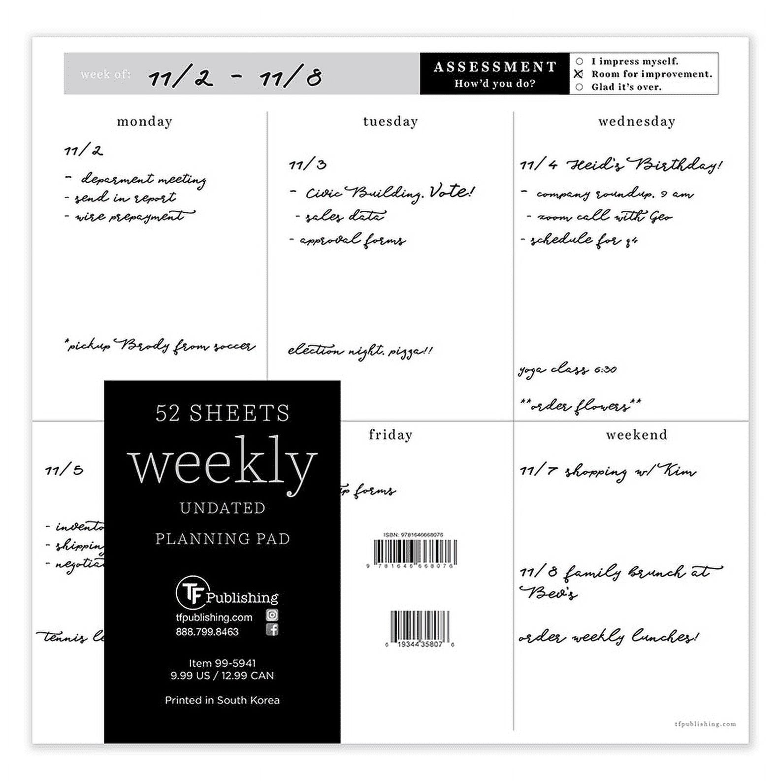 Utility Large 12x9 Weekly Task Planner Desk Pad - Walmart.com