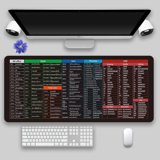 Exel Short Cut Mouse Pad, Excel Short Cut Desk Mat, Short Cut Keyboard ...