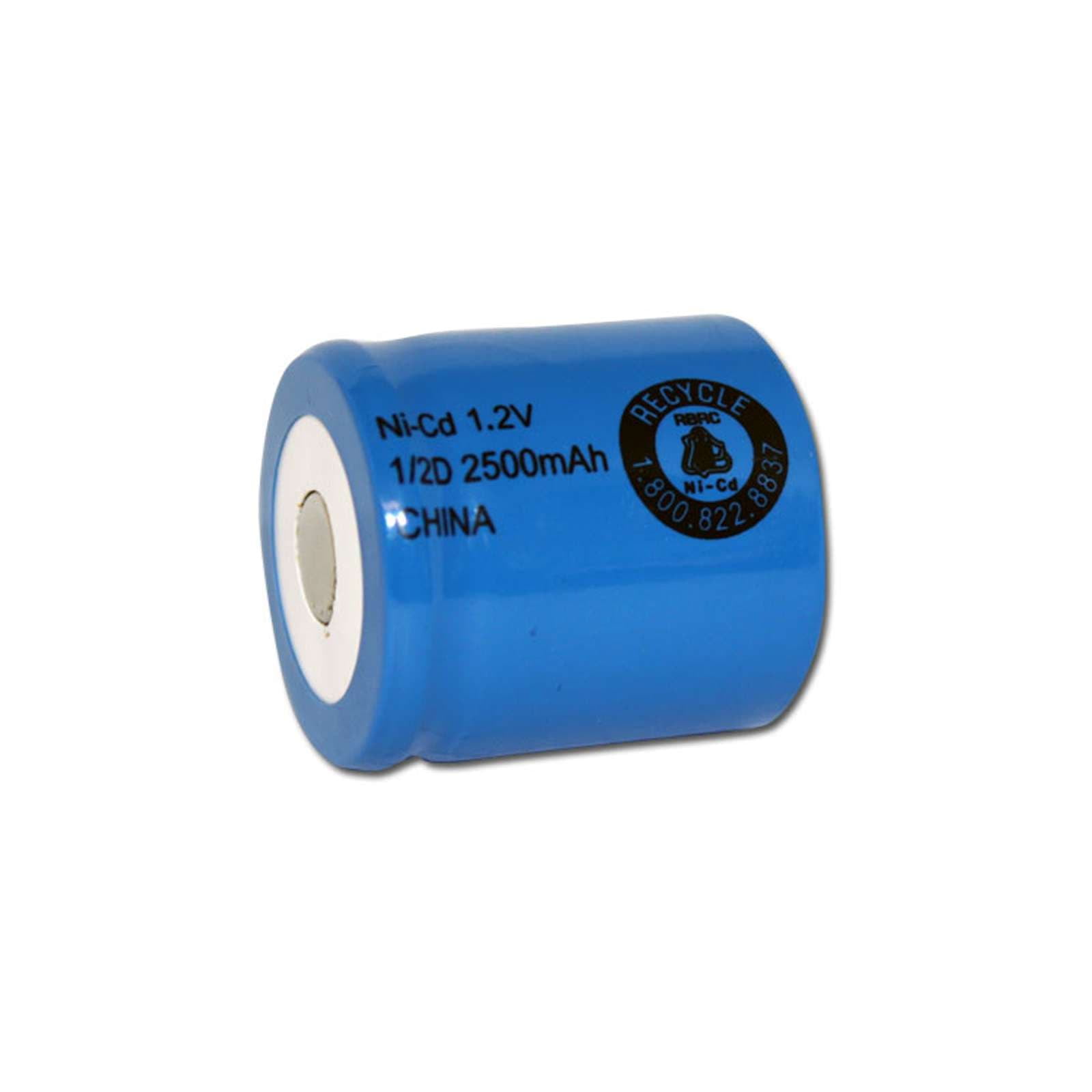 Exell 1.2V 2500mAh NiCD 1/2D Rechargeable Battery Flat Top Cell ...