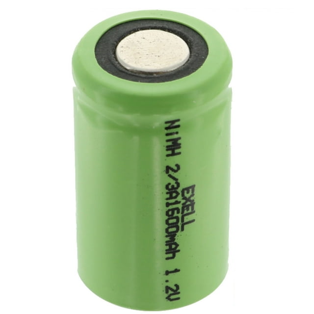 Exell 2/3A 1600mAh 1.2V NIMH Rechargeable Flat Top Battery - Walmart.com