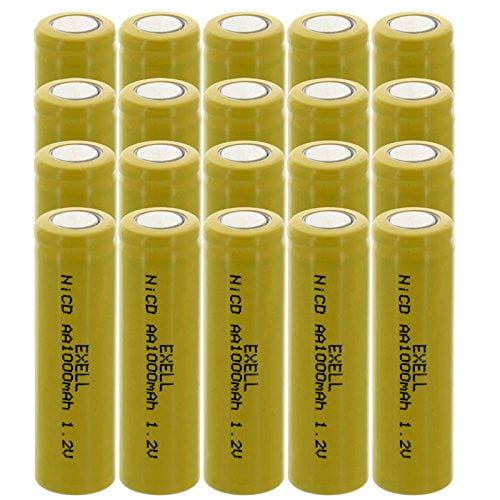 Exell AA 1.2V 1000mAh NiCD Rechargeable Batteries for High-Drain ...