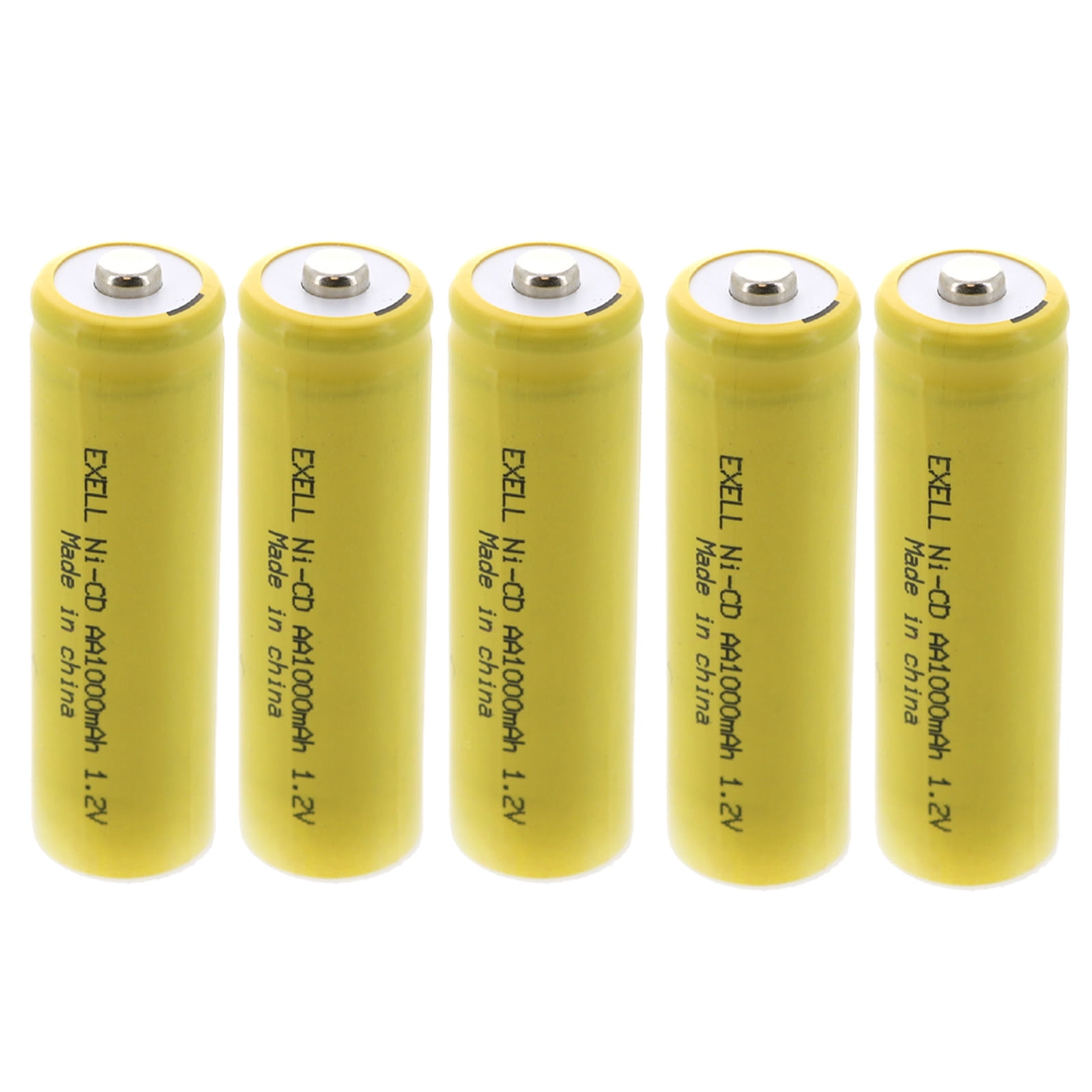 Exell Battery 5-Pack AA 1.2V 1000mAh NiCD Button Top Rechargeable ...