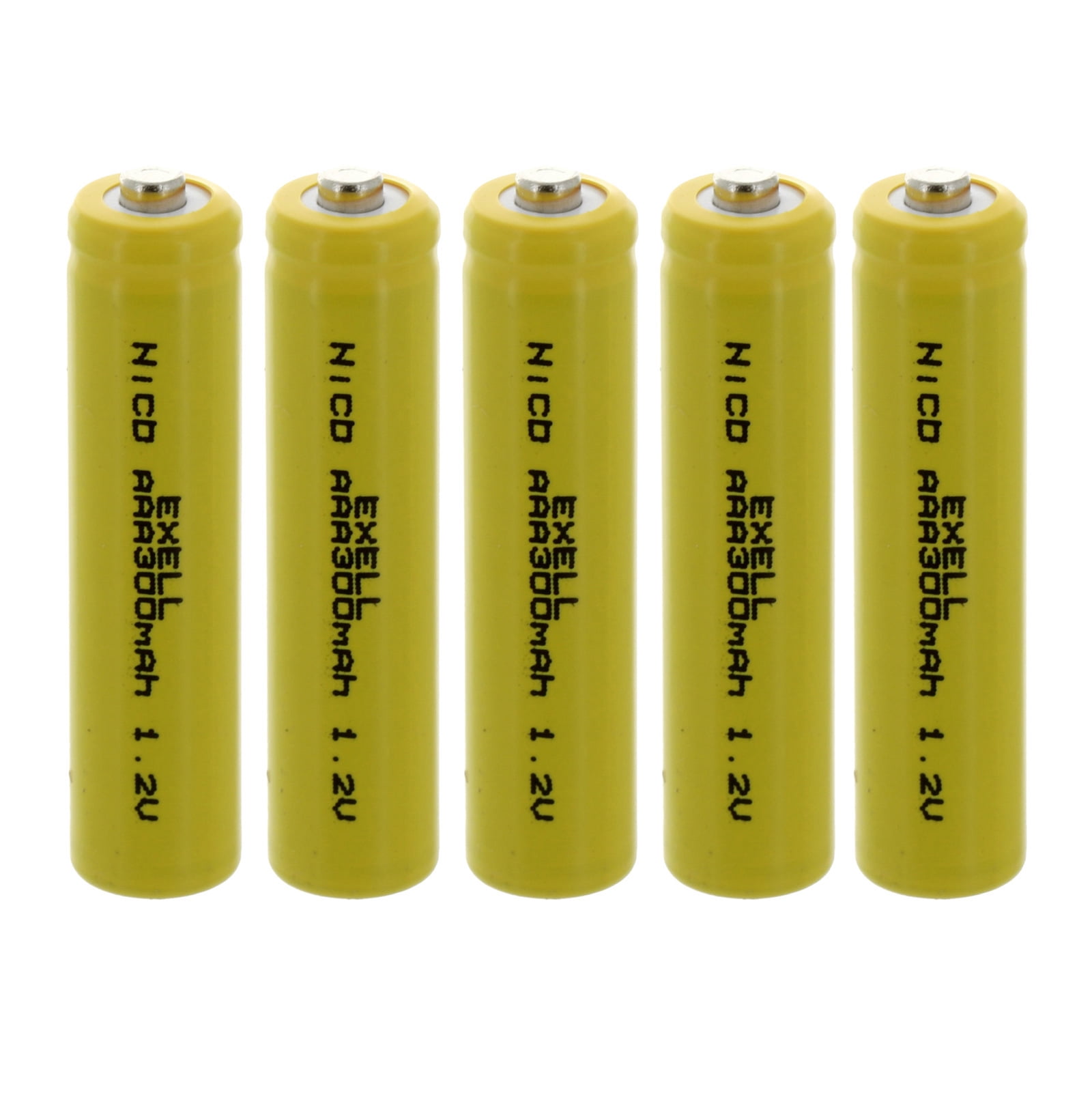 Exell Battery 5-Pack AAA 1.2V 300mAh Button Top Rechargeable Batteries ...