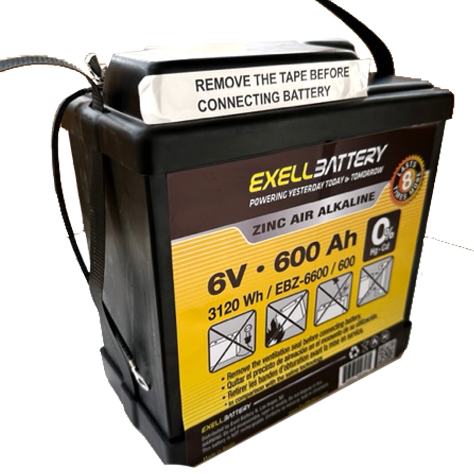 Exell Battery EBZ-6600 6V 600Ah Zinc Air Alkaline Battery - Walmart.com