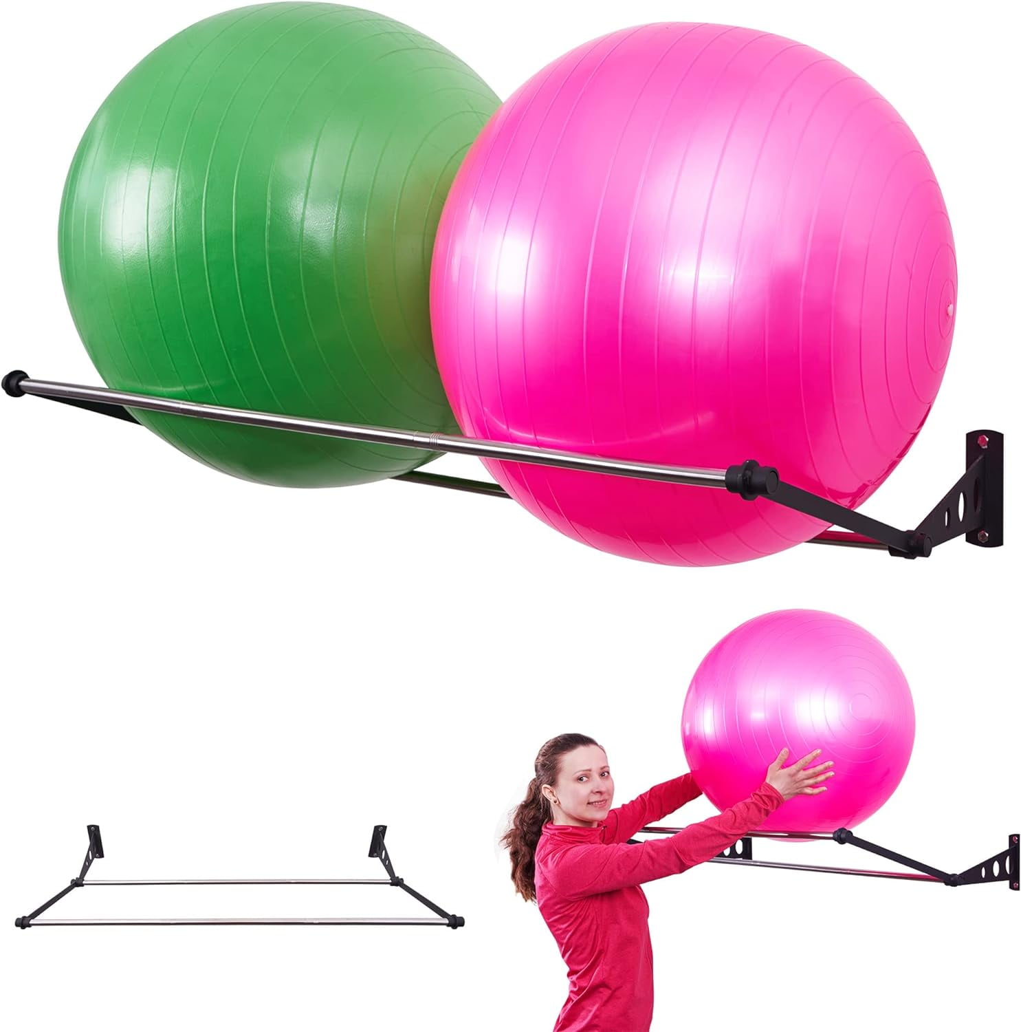 Exercise Ball Holder | Organize Your Space | Wall Mounted Ball Rack ...