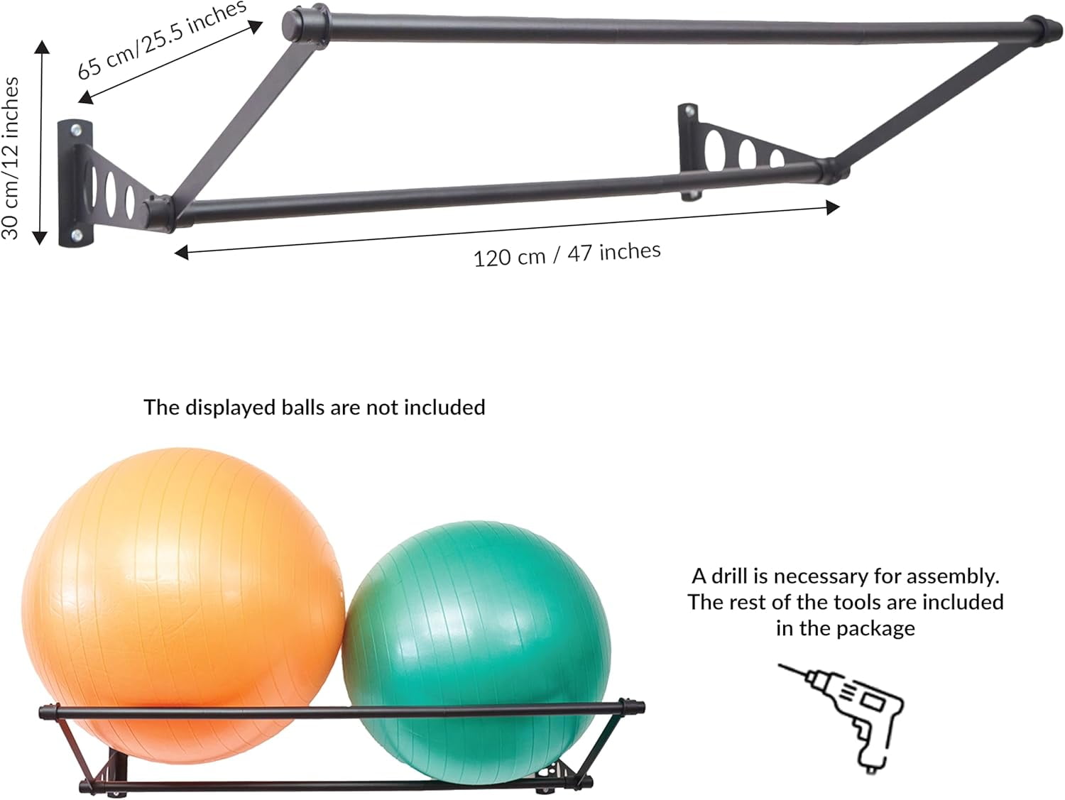 Exercise Ball Holder | Organize Your Space | Wall Mounted Ball Rack ...