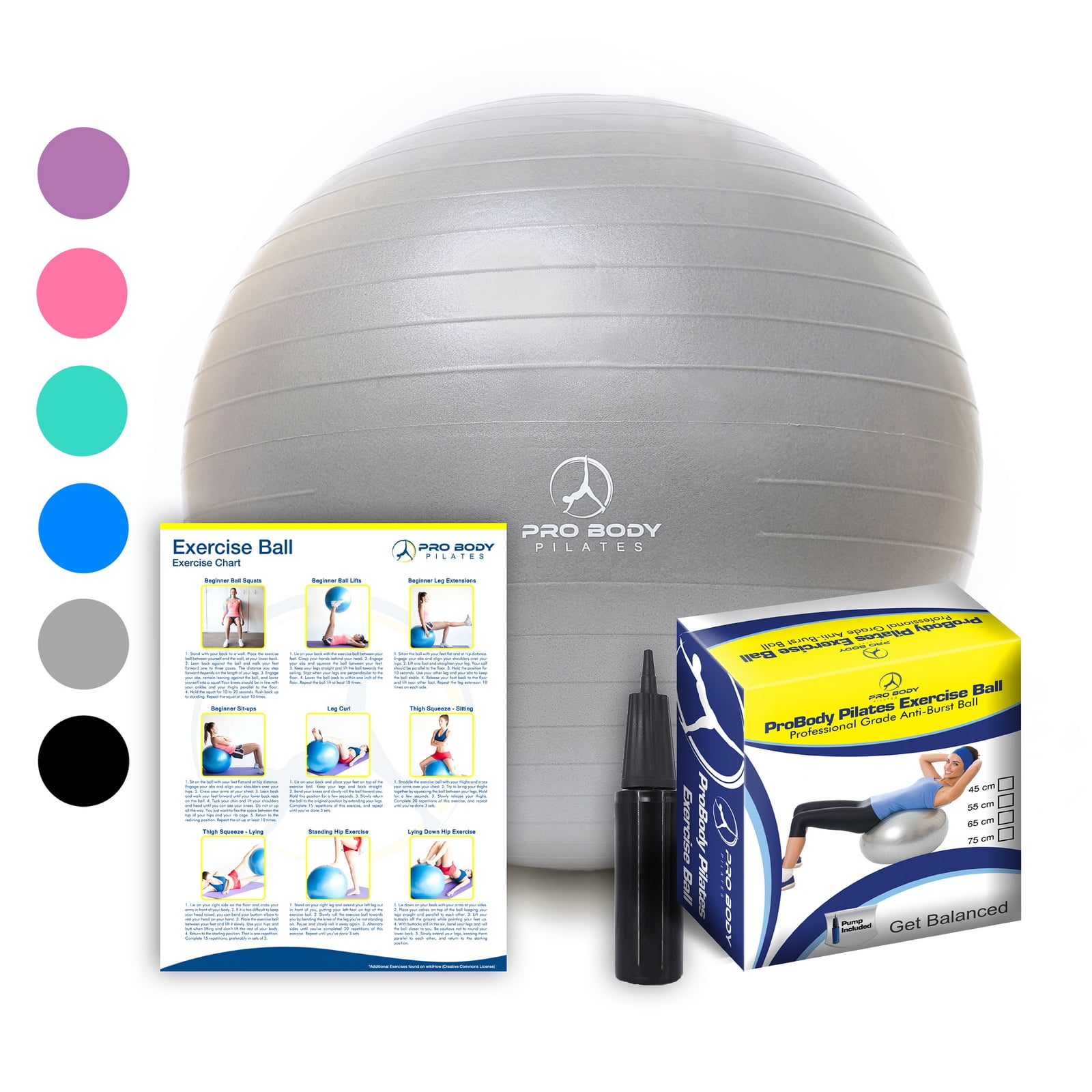 Exercise Ball with Pump - Professional Grade Anti-Burst Fitness and ...