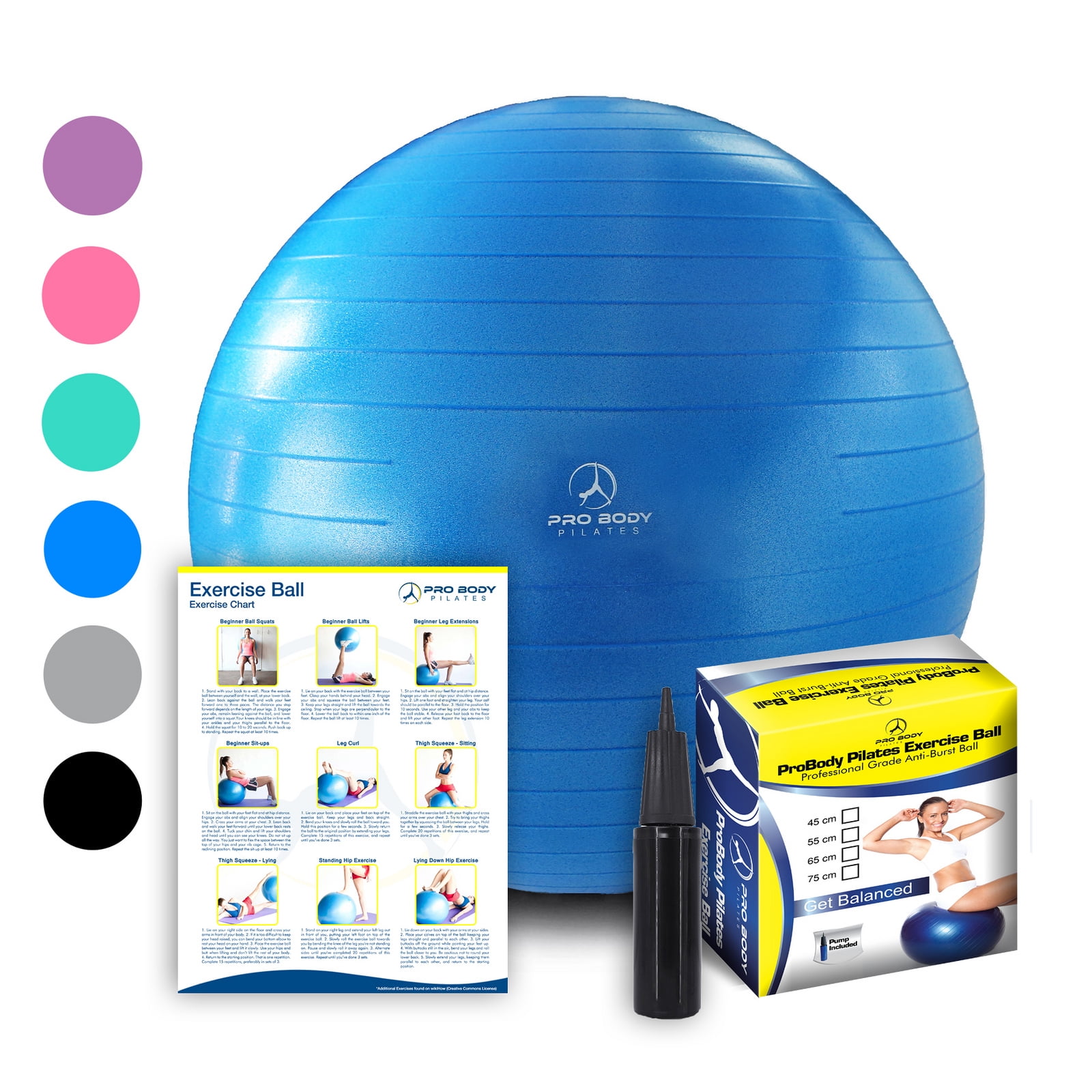 Exercise Ball with Pump - Professional Grade Anti-Burst Fitness and ...