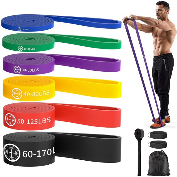 Exercise Bands,Set of 6 Resistance Bands for Working Out,Pull Up Bands ...