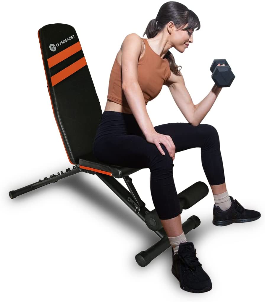 Exercise Bench Adjustable Foldable Compact Workout Weight Bench Easy to ...