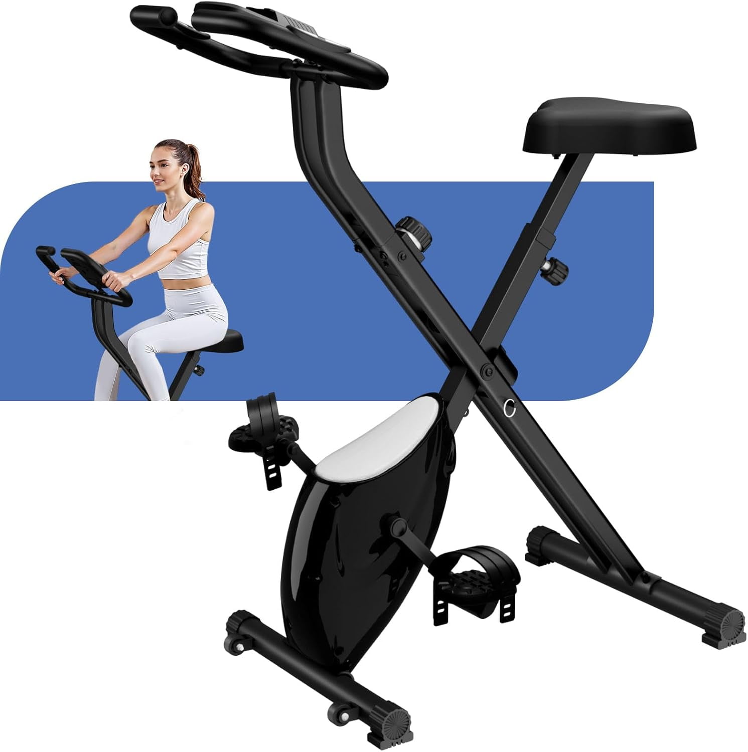 Exercise Bike 3 in 1 Foldable Fitness Bike 16 Level Indoor Stationary ...