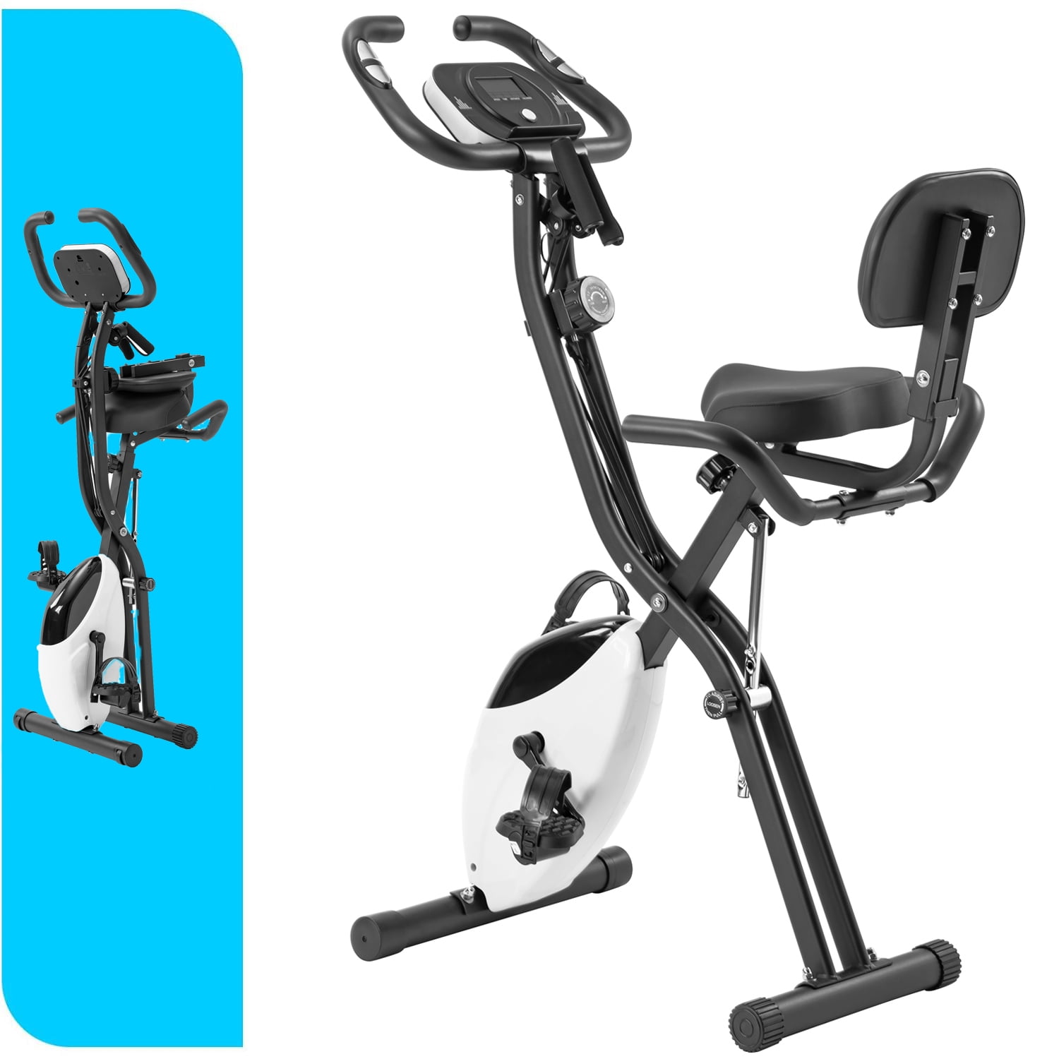 Exercise Bike, Foldable Fitness Bike Machine, Upright Indoor Cycling ...