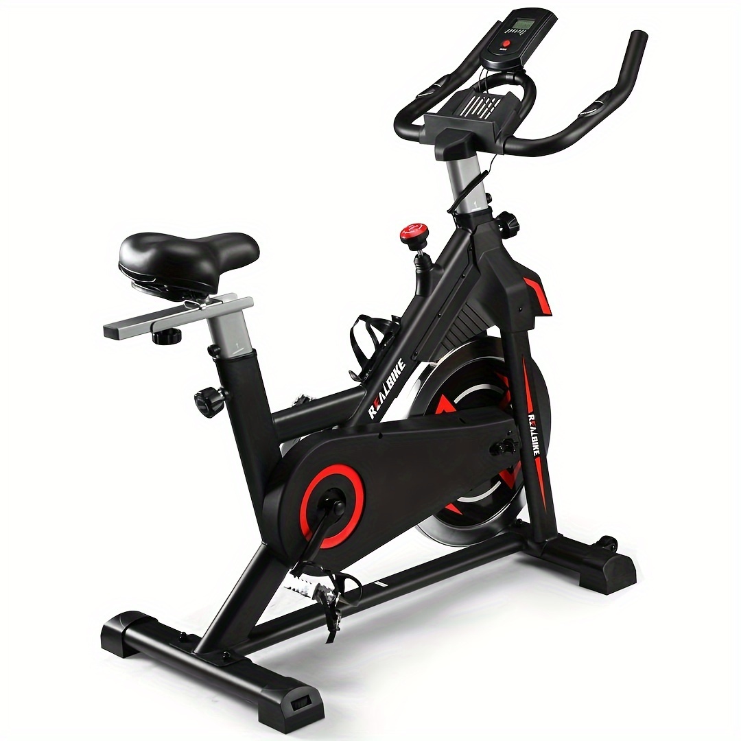 Exercise Bike - Indoor Stationary Bike with Silent Belt Drive, Heavy ...