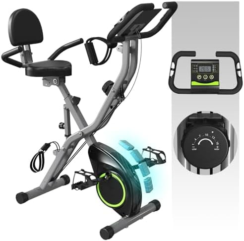 Exercise Bike for Seniors, 5 IN 1 Foldable Indoor Stationary Bike with ...