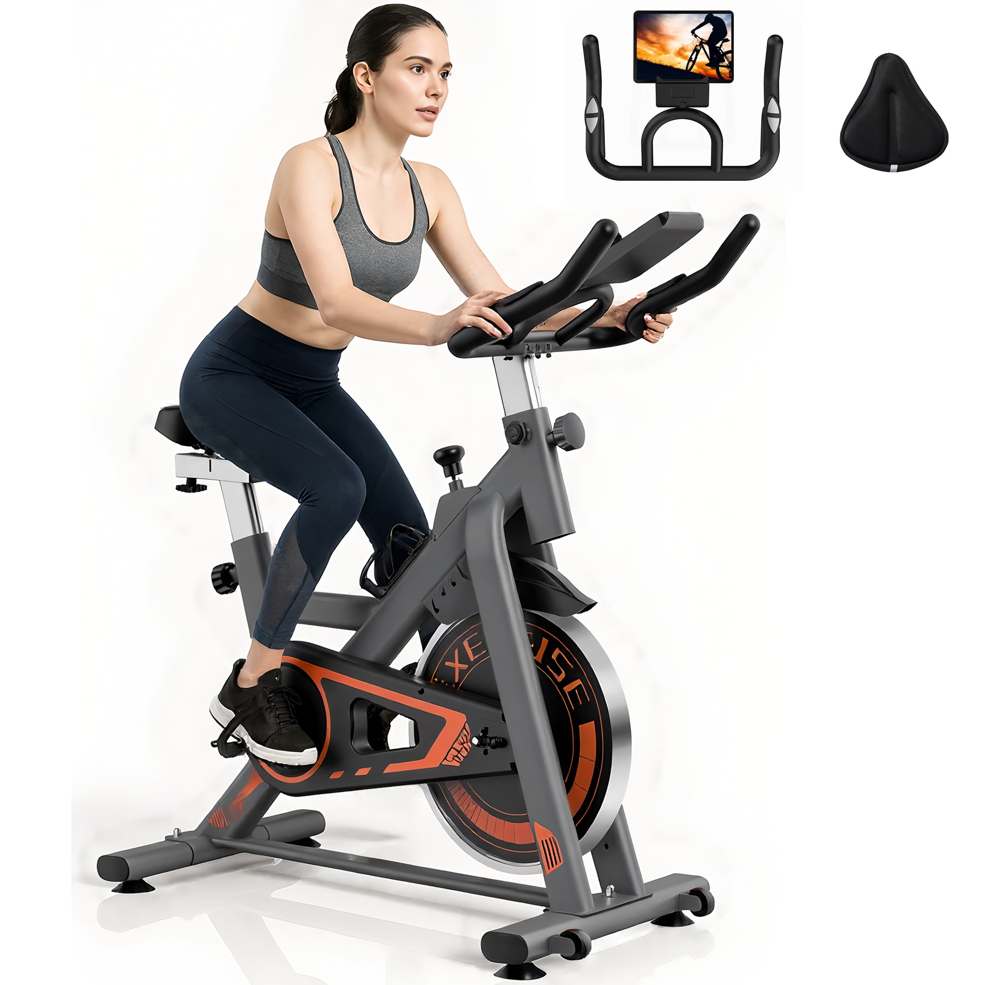 Exercise Bike, TCISA Indoor Cycling Bike with Heavy Flywheel, Free ...