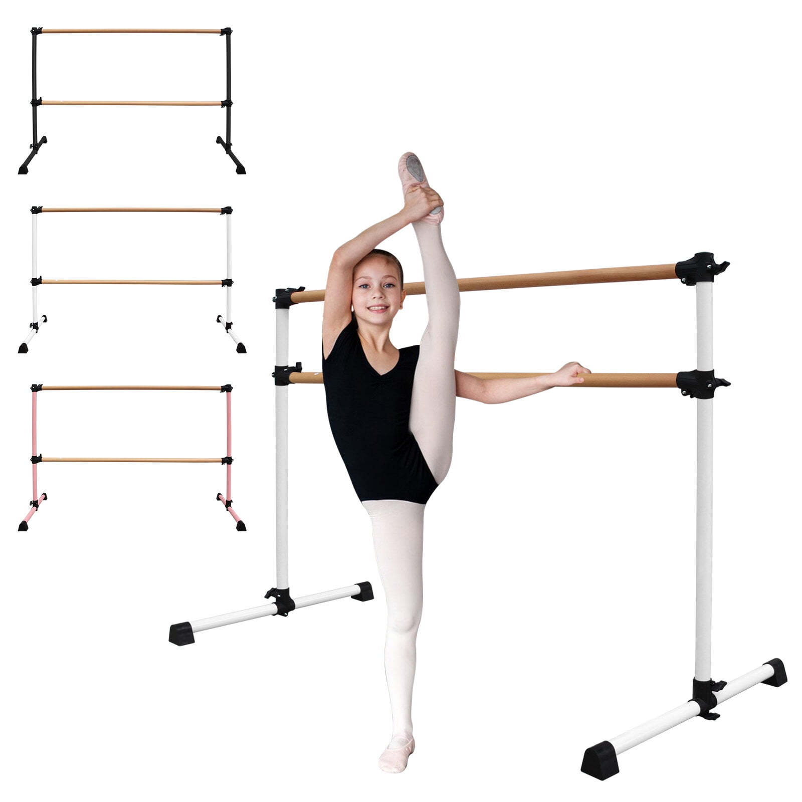 Exercise Equipment 6FT White Solid Wood Ballet Barre With Adjustable ...
