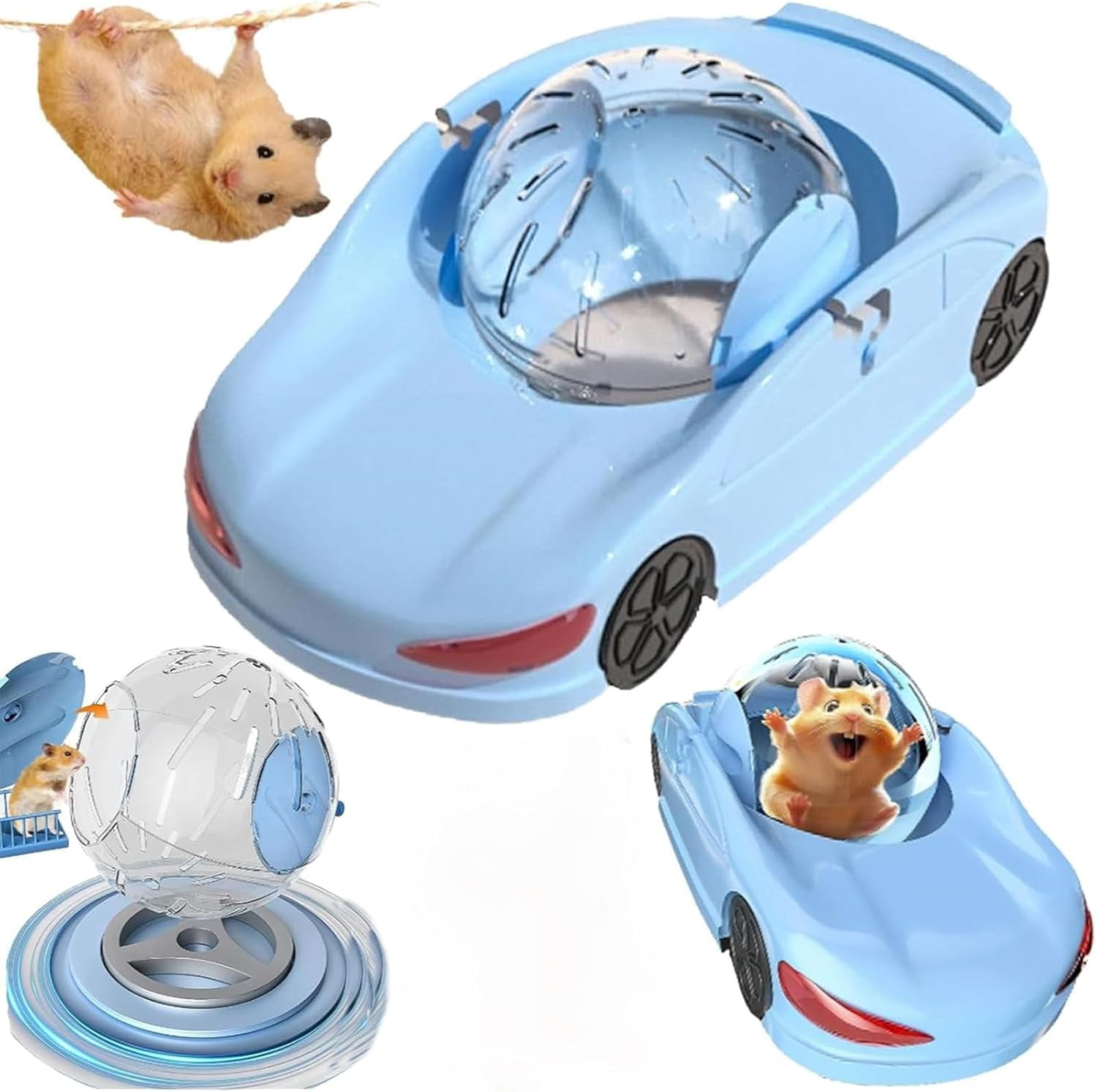 Exercise Hamster Wheel Car, Silent Fitness Wheel Toy Vehicle for Small ...